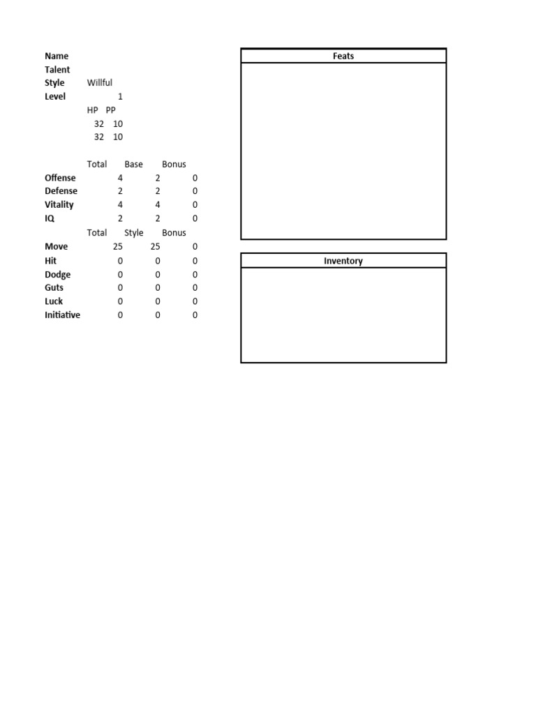 EBTT Char Sheet | PDF