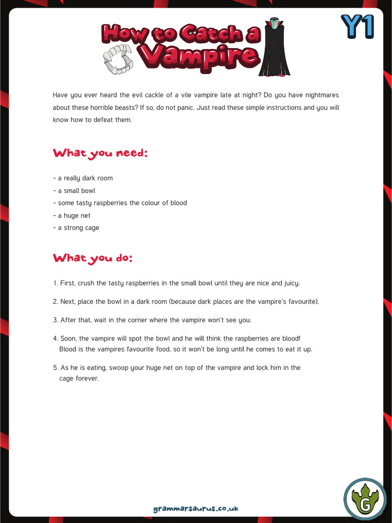 Catching A Vampire - Year 1 Comprehension | PDF | Vampires