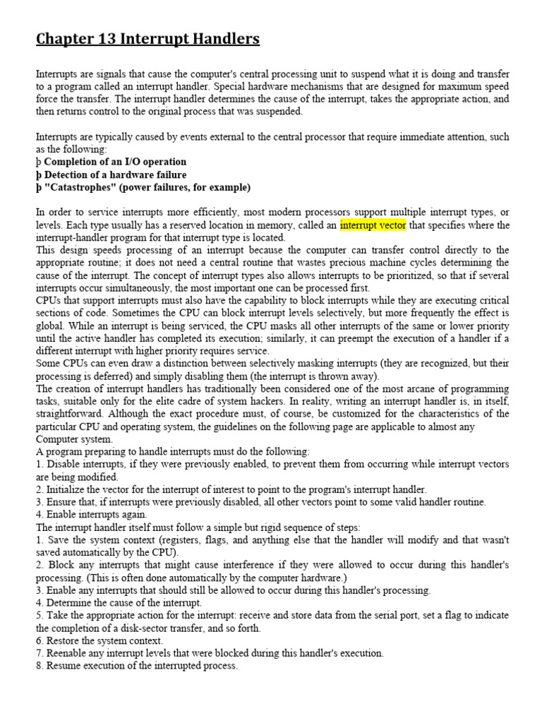 Chapter 13 Interrupt Handlers | PDF | Central Processing Unit | Computer Architecture