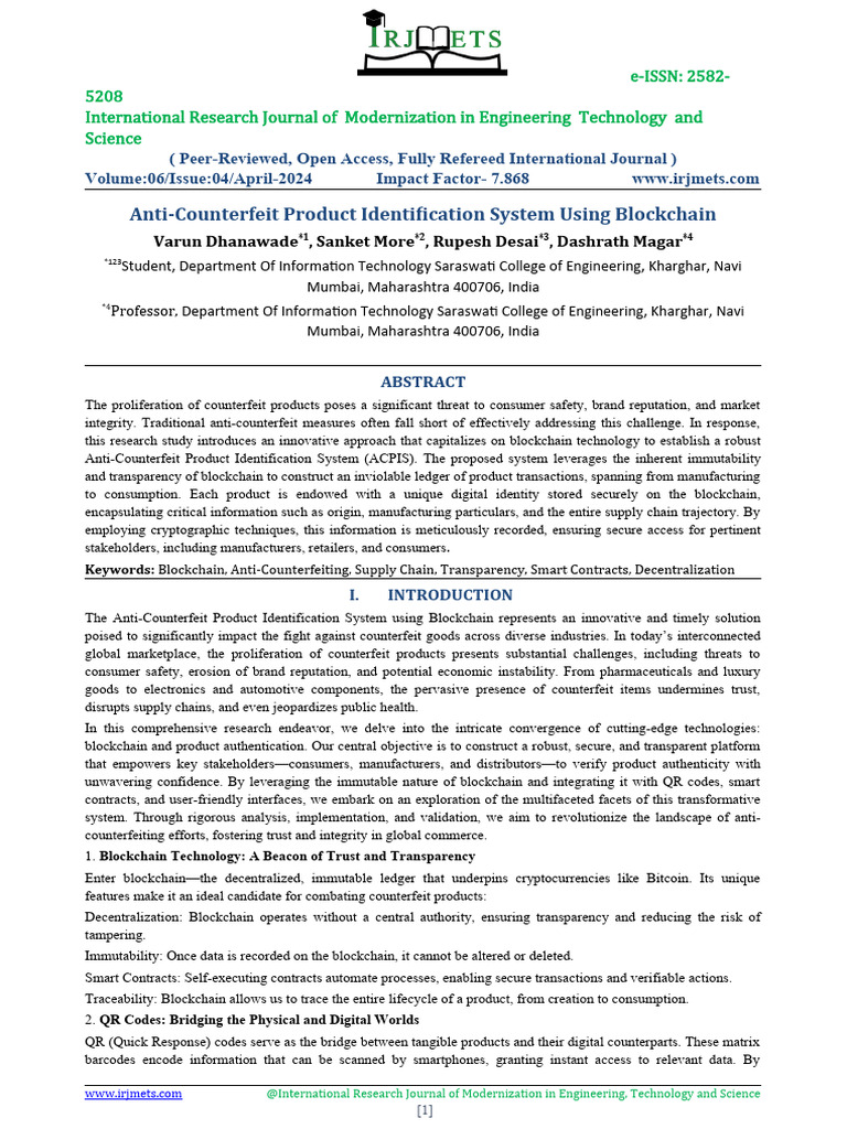 Irjmets Anti | PDF | Authentication | Counterfeit