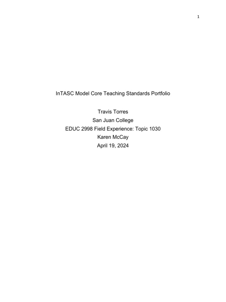 The Intasc Standards Portfolio PDF | PDF | Educational Assessment ...