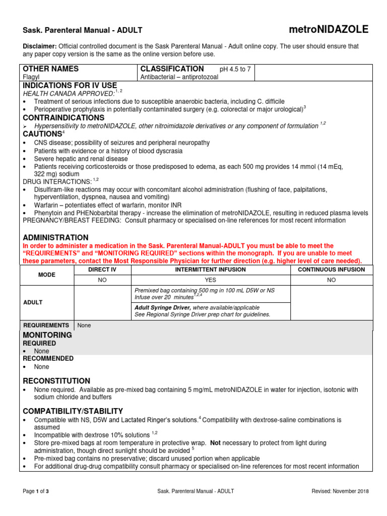 Metro NIDAZOLE | PDF | Drugs | Clinical Medicine
