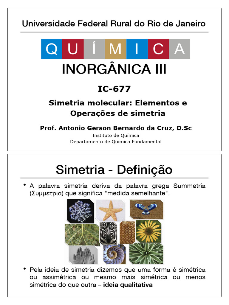 Elementos e Operacoes de Simetria | PDF | Simetria | Moléculas