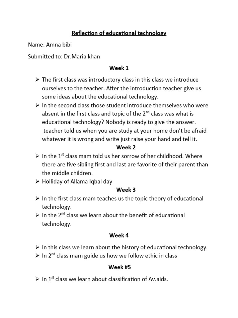 Reflection of Educational Technology | PDF | Educational Technology | Behavior Modification