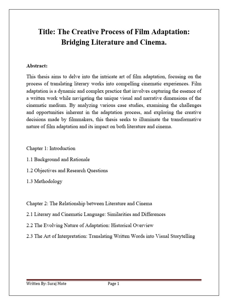 Film Adaptation | PDF | Cinematography | Narrative