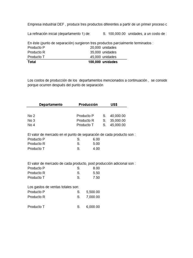 Semana 2 - Ejercicio de Costos Conjuntos Resueltos | PDF