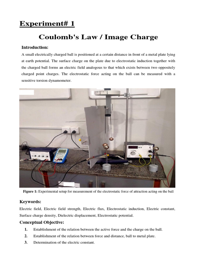 Experiment# 1 - Coulomb's Law | PDF | Electrostatics | Electric Field