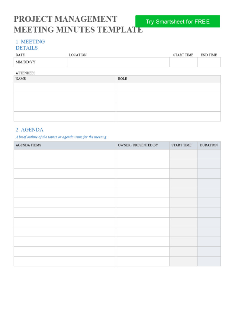 Project Management Meeting Minutes Template | PDF