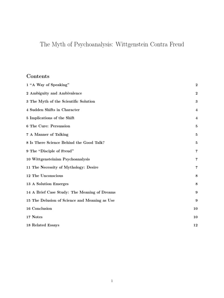 The Myth of Psychoanalysis. Wittgenstein Contra Freud | PDF ...