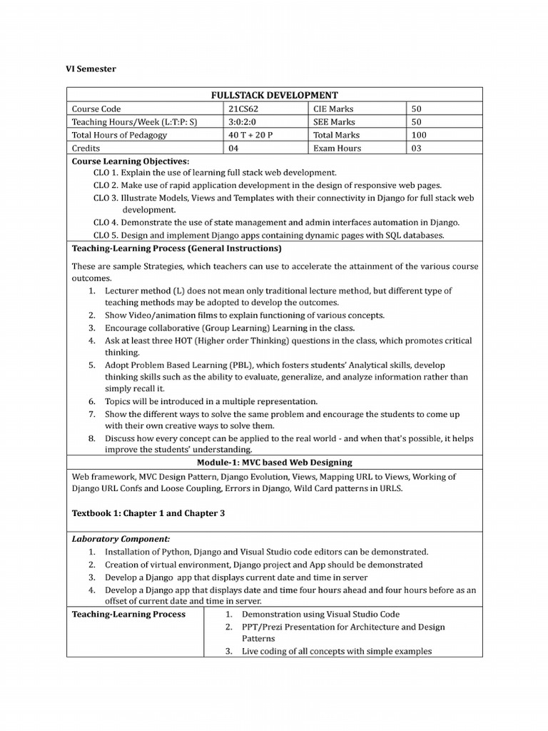 21CS62 Full Stack Development | PDF