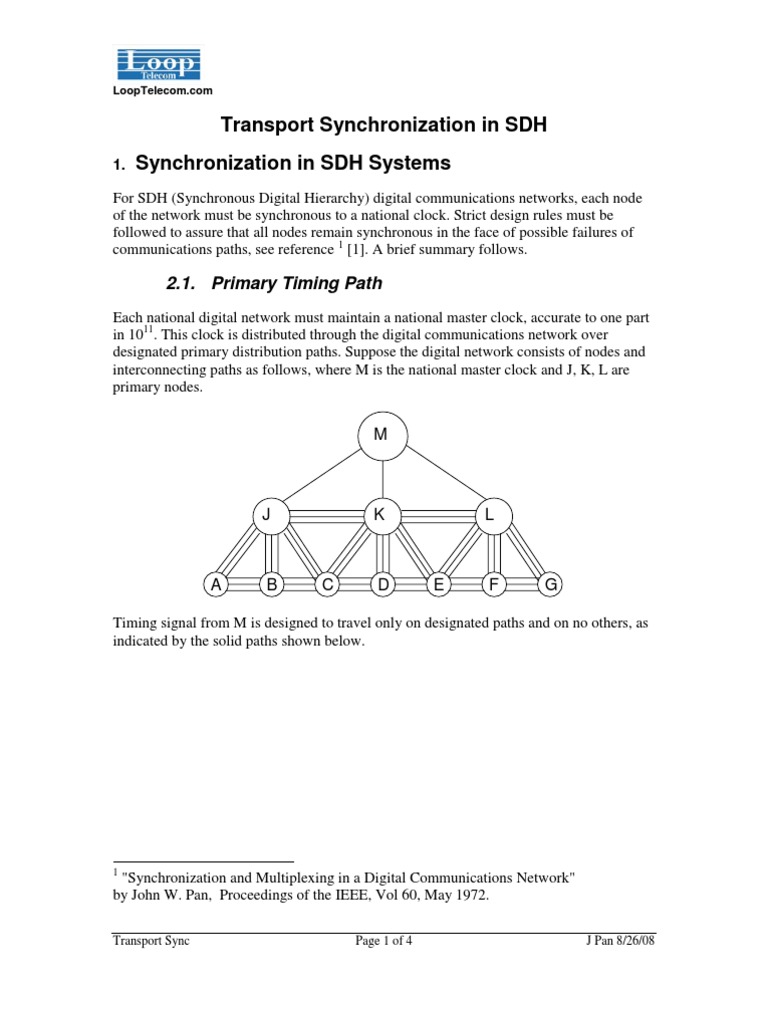 Transport Synchronization in SDH Synchronization in SDH Systems | PDF ...