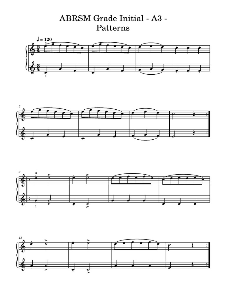 ABRSM Grade Initial - A3 - Patterns | PDF