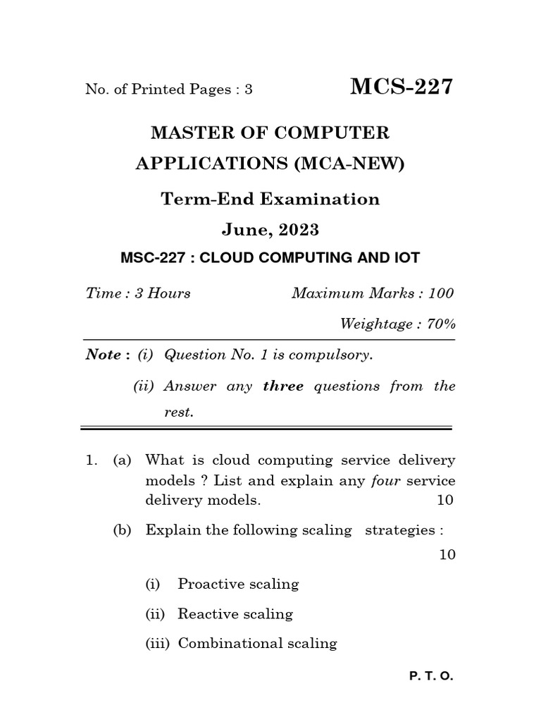 MCS 227 | Download Free PDF | Cloud Computing | Internet Of Things