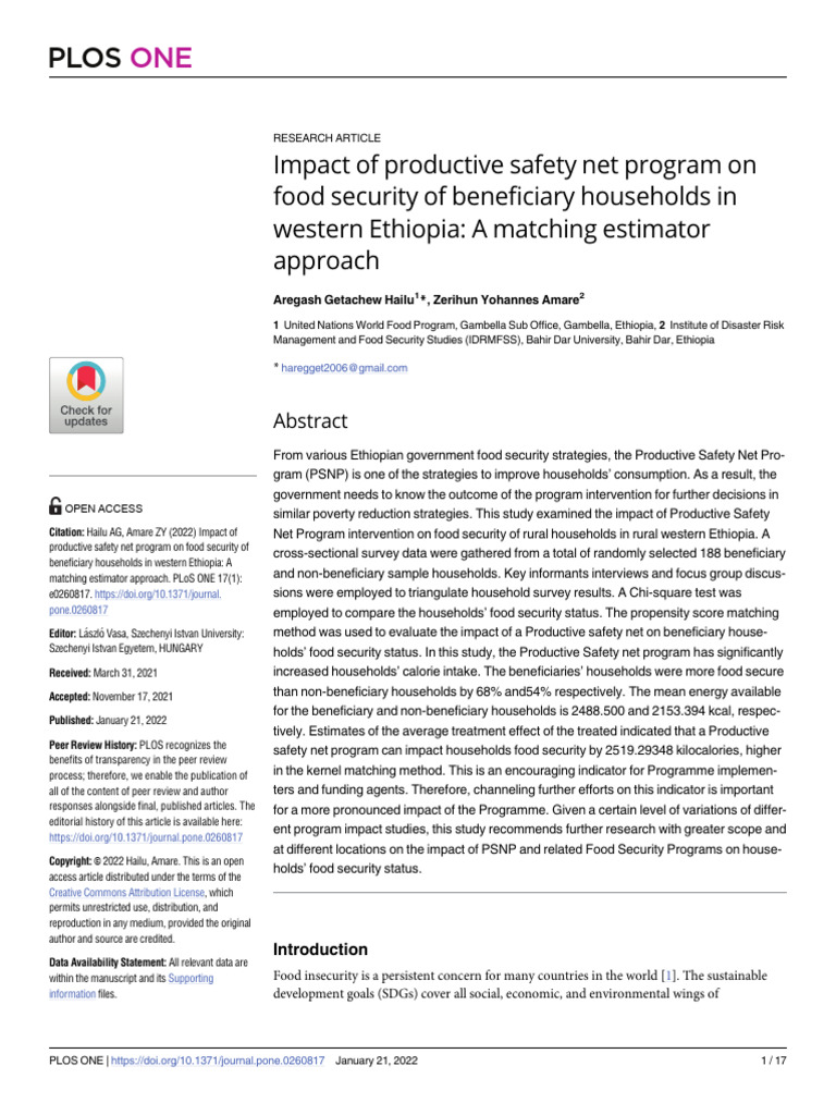 Aregash Getachew Hailu FS | PDF | Food Security | Calorie
