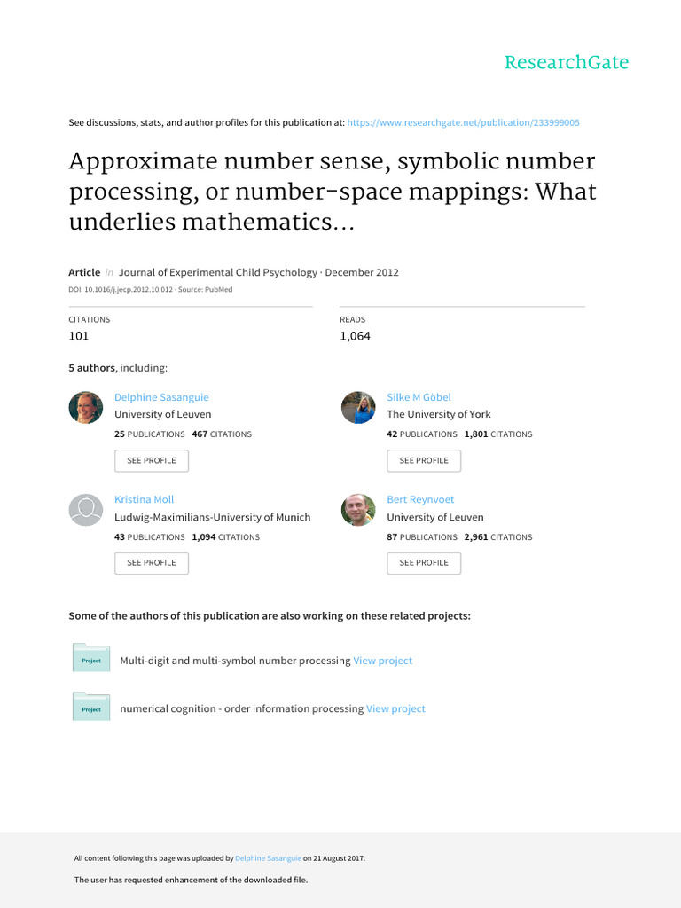 Approximate Number Sense, Symbolic Number | Download Free PDF | Mental Chronometry | Mathematics