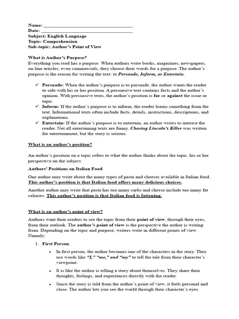 Grade 9 Comprehension Worksheet | PDF | Narration