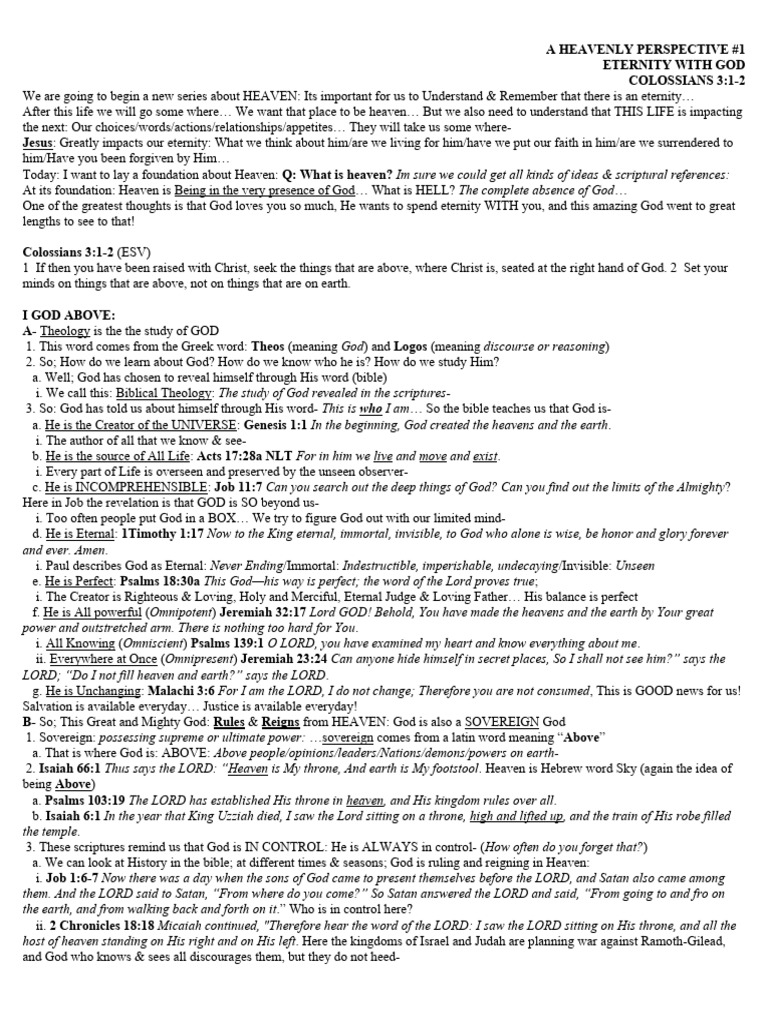 A Heavenly Perspective #1INGLES | PDF | Jesus | Heaven