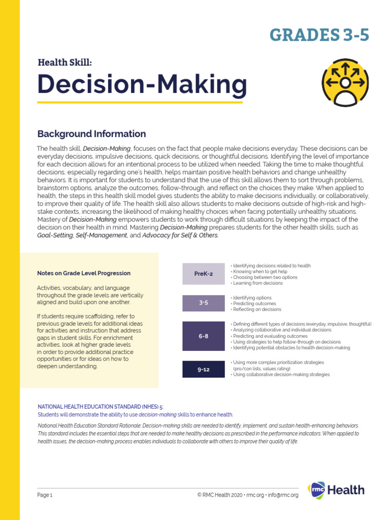 Decision-Making Skills for Grades 3-5 | PDF | Decision Making | Learning