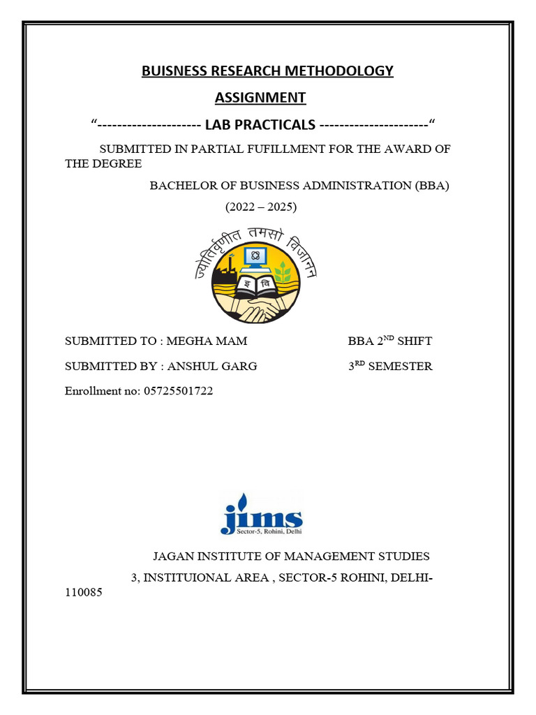 Buisness Research Methodology Front Page | PDF