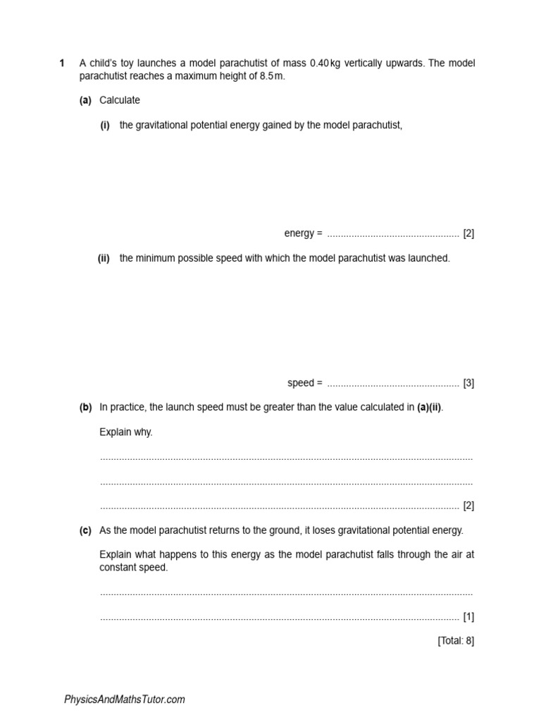 Physics Calculations and Energy Concepts | PDF | Potential Energy | Mass