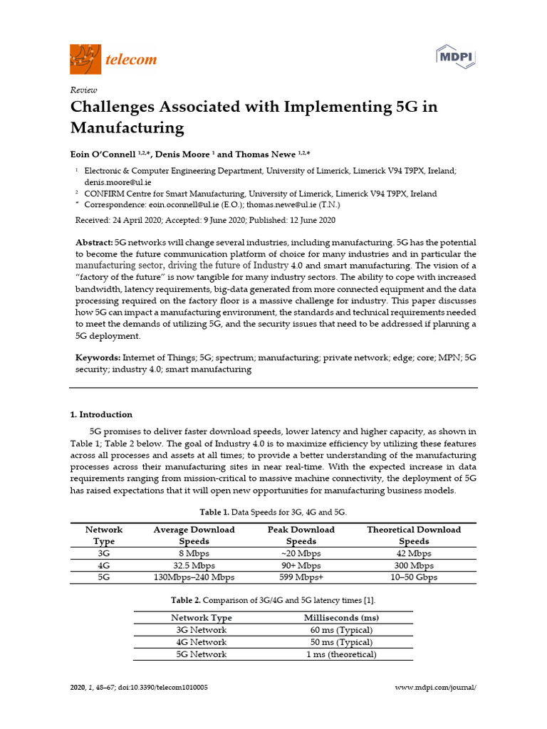 Challenges Associated With Implementing 5G in Manu | PDF | Computer ...