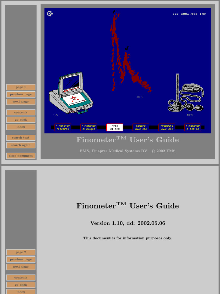 05 FMS Finometer Model 1 Non Invasive Blood Pressure Monitor User Manual | PDF | Blood Pressure