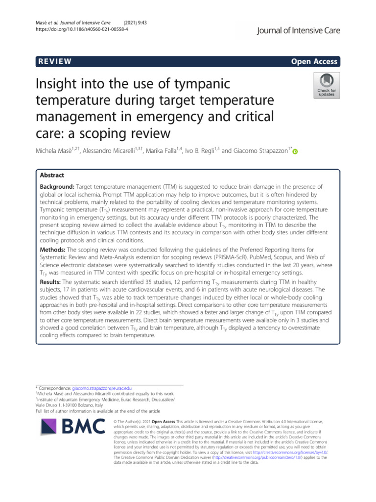 Insight Into The Use of Tympanic Temperature During Target Temperature ...