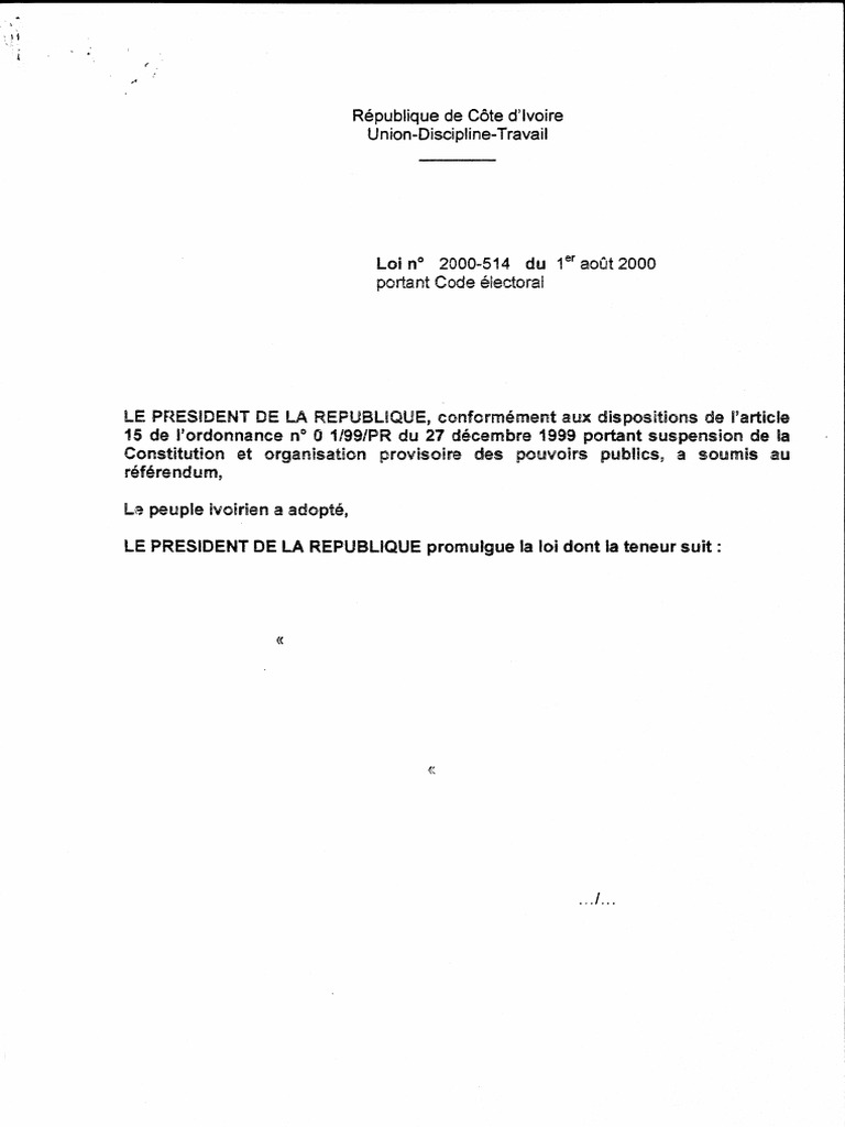 Le Code Electoral-Ci | PDF