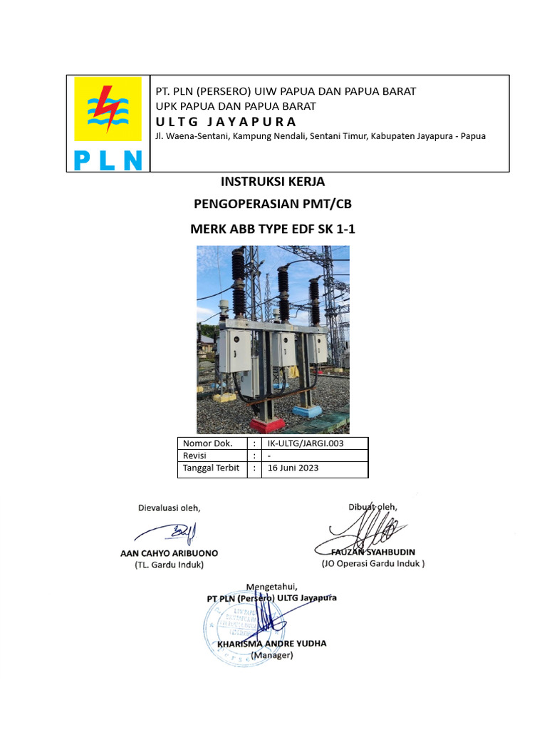 Instruksi Kerja PMT/CB ABB EDF SK 1-1 | PDF