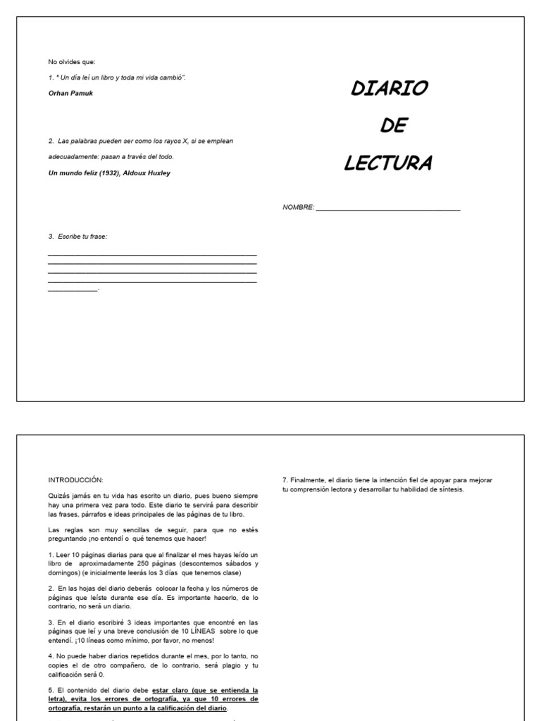 Diario de Lectura: Guía Práctica | PDF | Artes del Lenguaje y Comunicación
