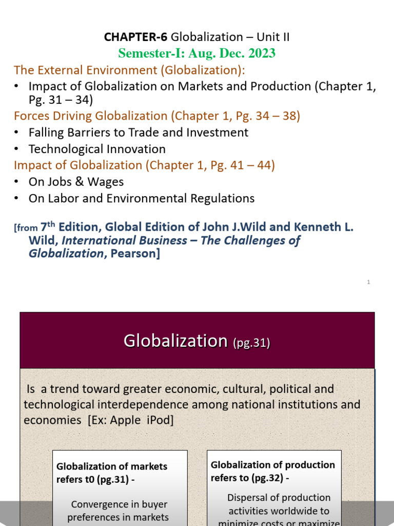 CHAPTER-6 Globalization - Unit II: Semester-I: Aug. Dec. 2023 | PDF | Globalization | World ...