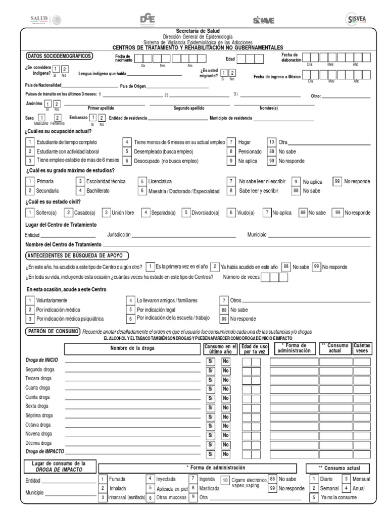 Formato Sisvea 2020 | PDF | Drogas | Medicina CLINICA