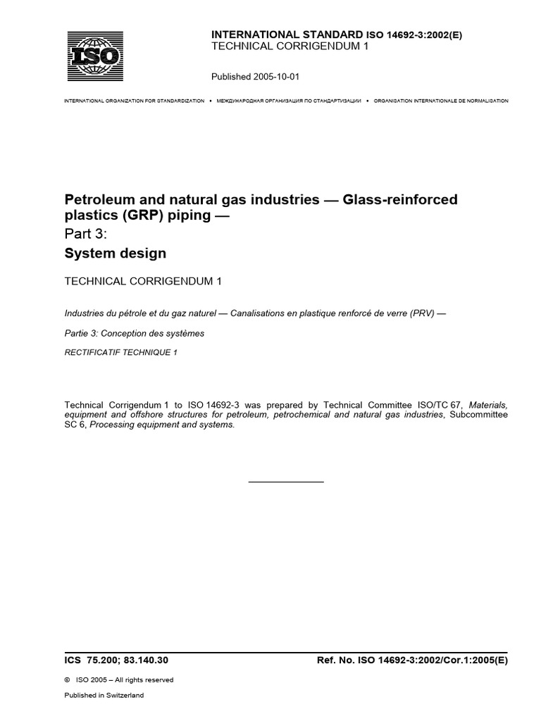Iso-14692-3-2005 (Tuberías de Plástico Con Vibra de Vidrio) | PDF
