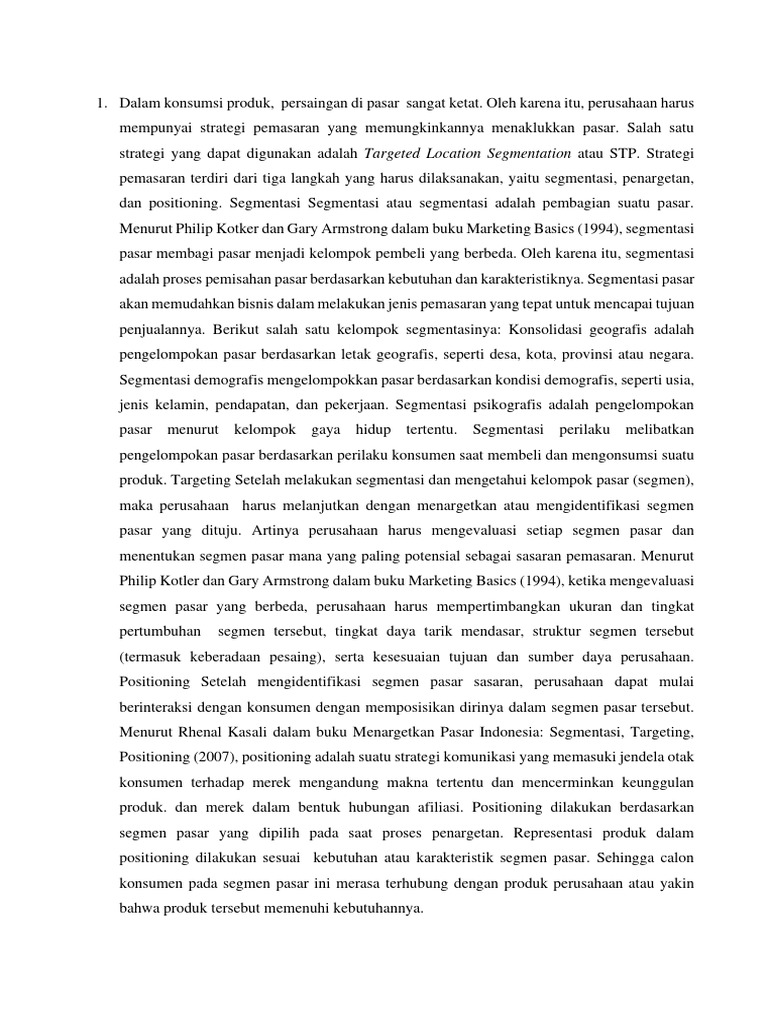 Tugas 1 Manajemen Pemasaran | PDF | Bisnis