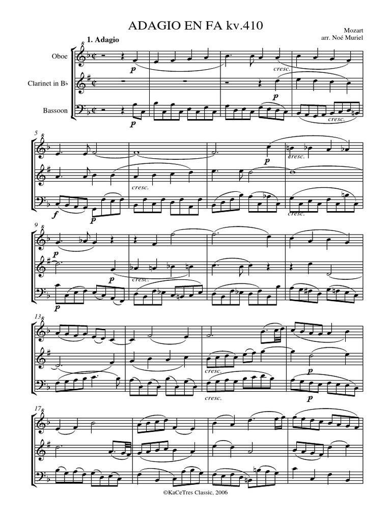 Adagio Mozart | PDF | Composiciones Musicales | Música clásica