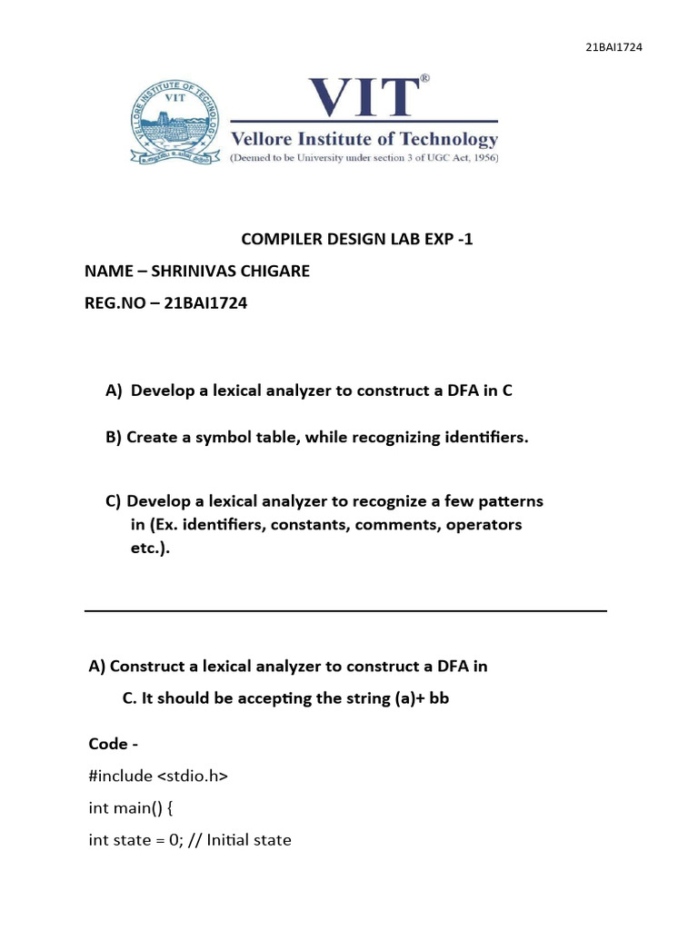 21bai1724 Lab-01 | PDF | Computer Programming | Software Engineering