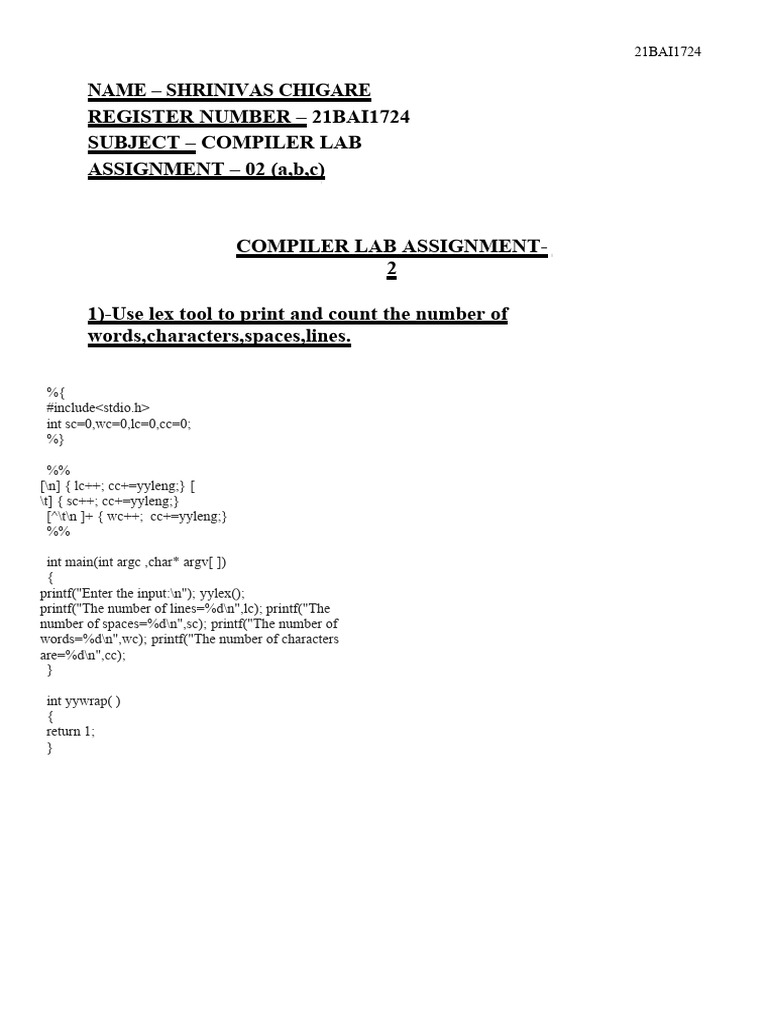 Compiler Lab Assignment Overview | PDF | Software | Software Development