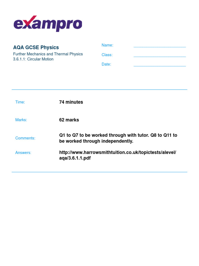AQA GCSE Physics:: Circular Motion | PDF | Force | Acceleration