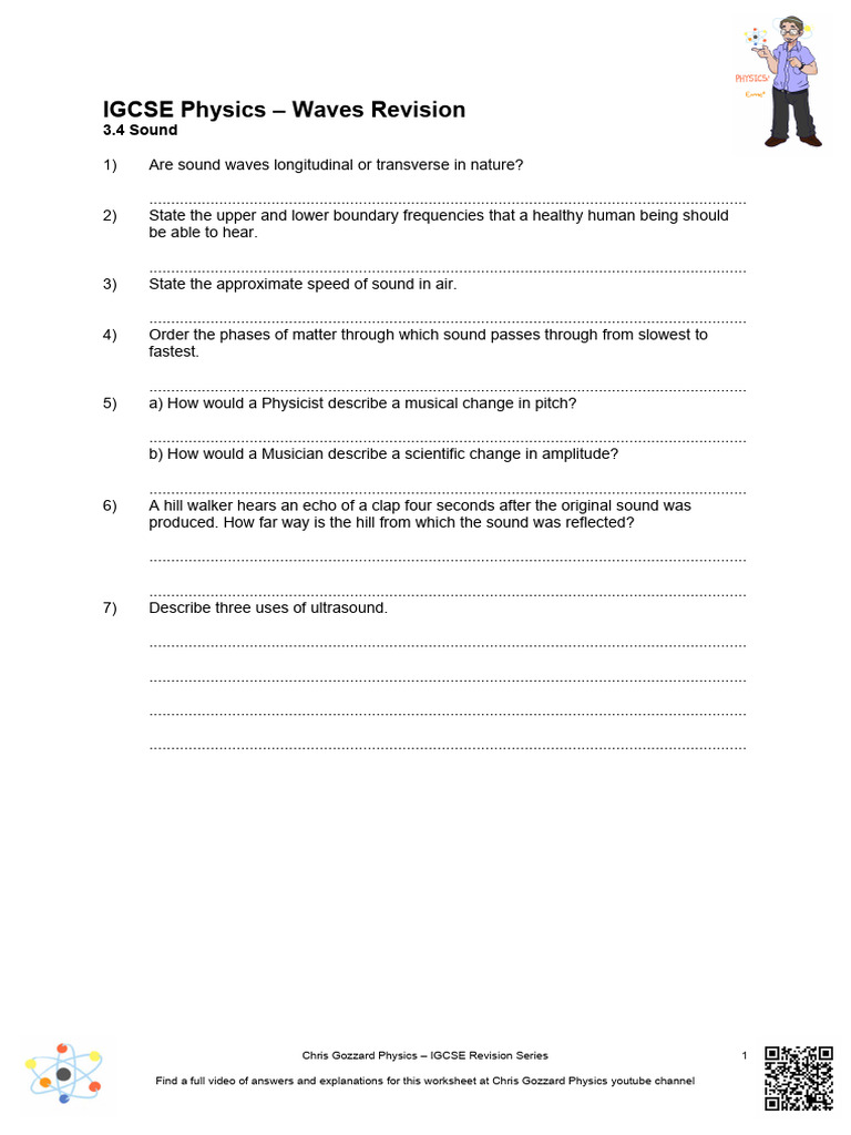 3 Waves Revision 3.4 Sound - IGCSE Physics - Chris Gozzard Physics ...