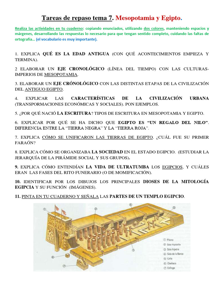 REPASO Tema 7. Mesopotamia y Egipto | PDF | Antiguo Egipto | Mesopotamia