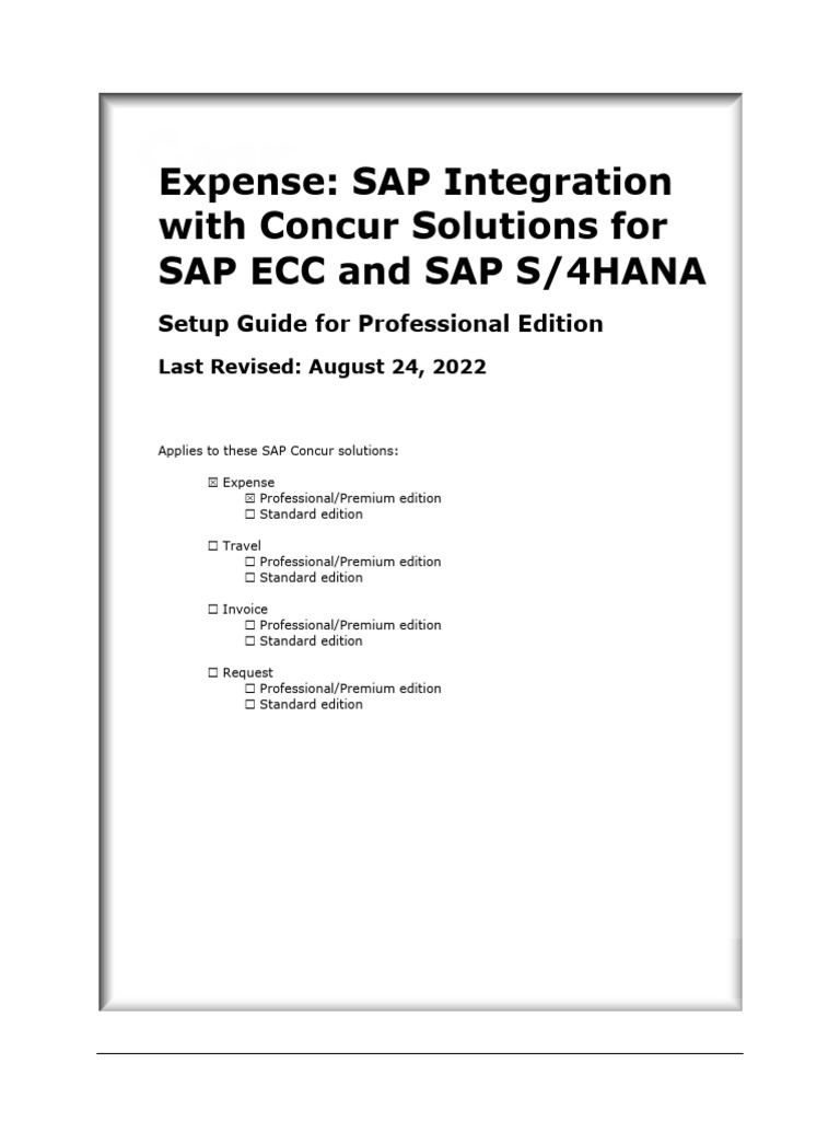 Exp SG Concur SAP Integration | PDF | Credit Card | Expense