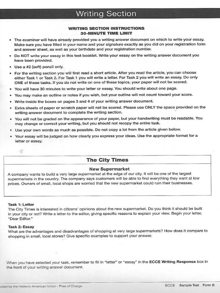 ECCE Writing Sample Test B | PDF
