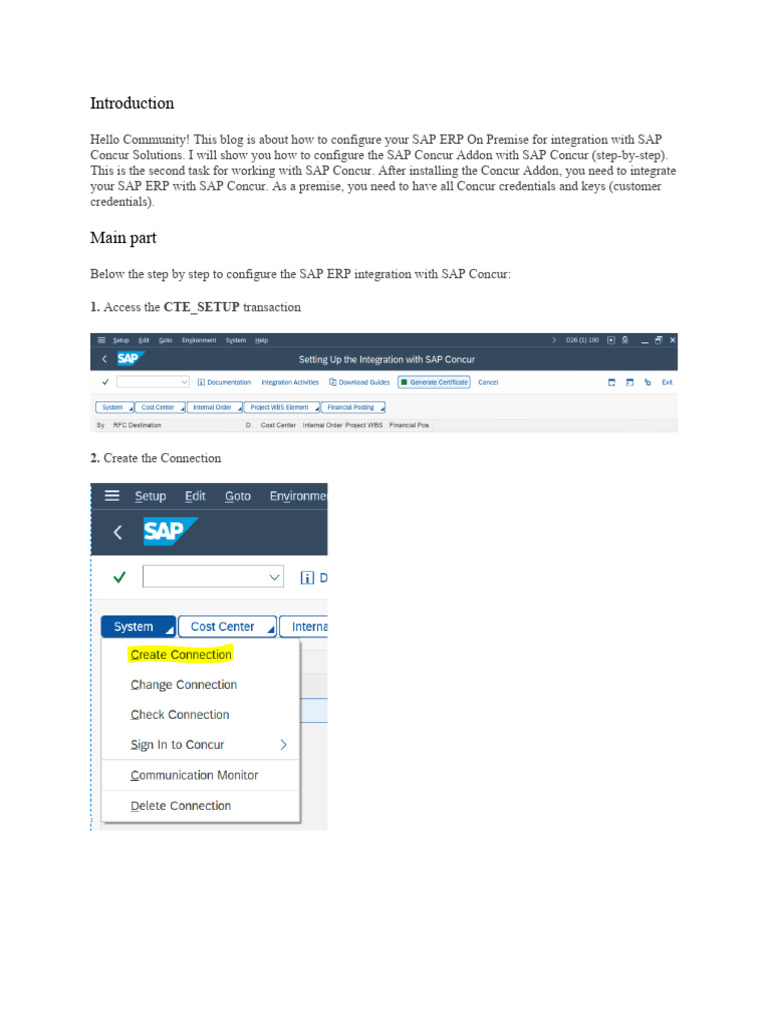 SAP ERP Integration With Concur (On Premisse) Step-by-Step | PDF ...