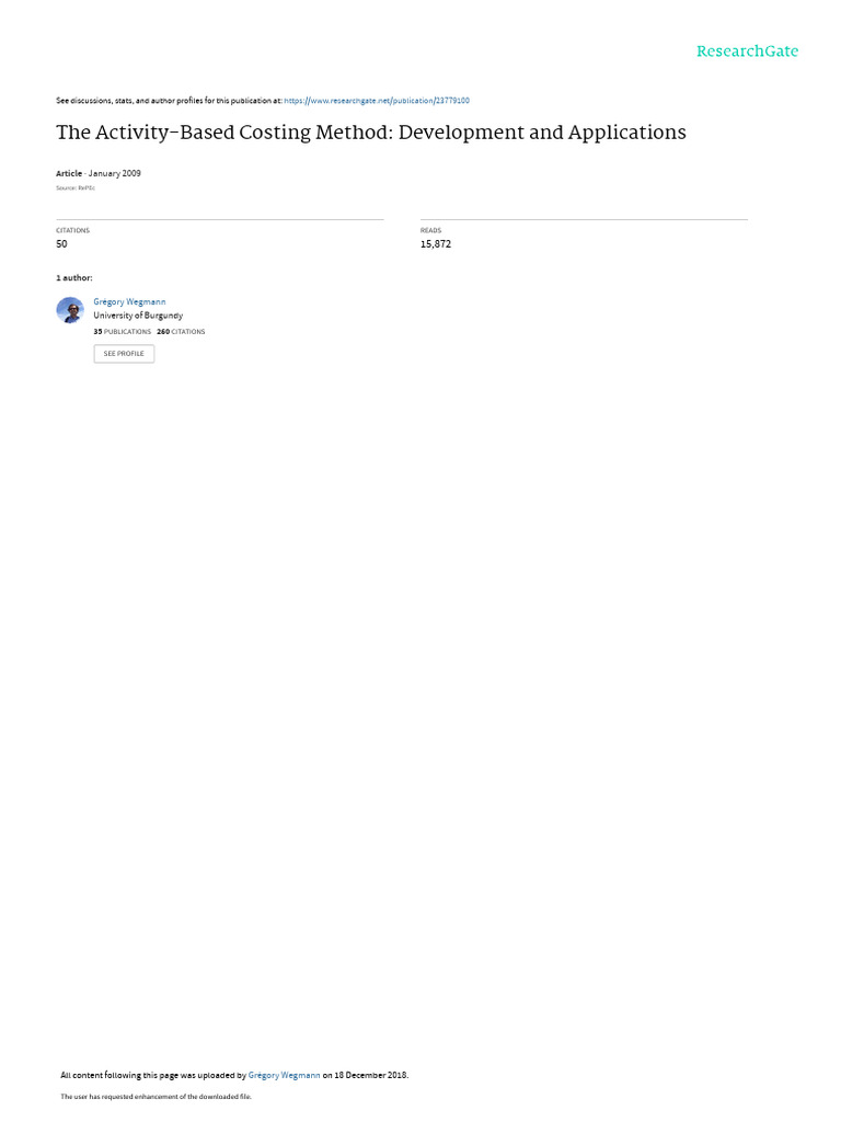 Activity Based Costing Method Pdf Management Accounting Strategic Management