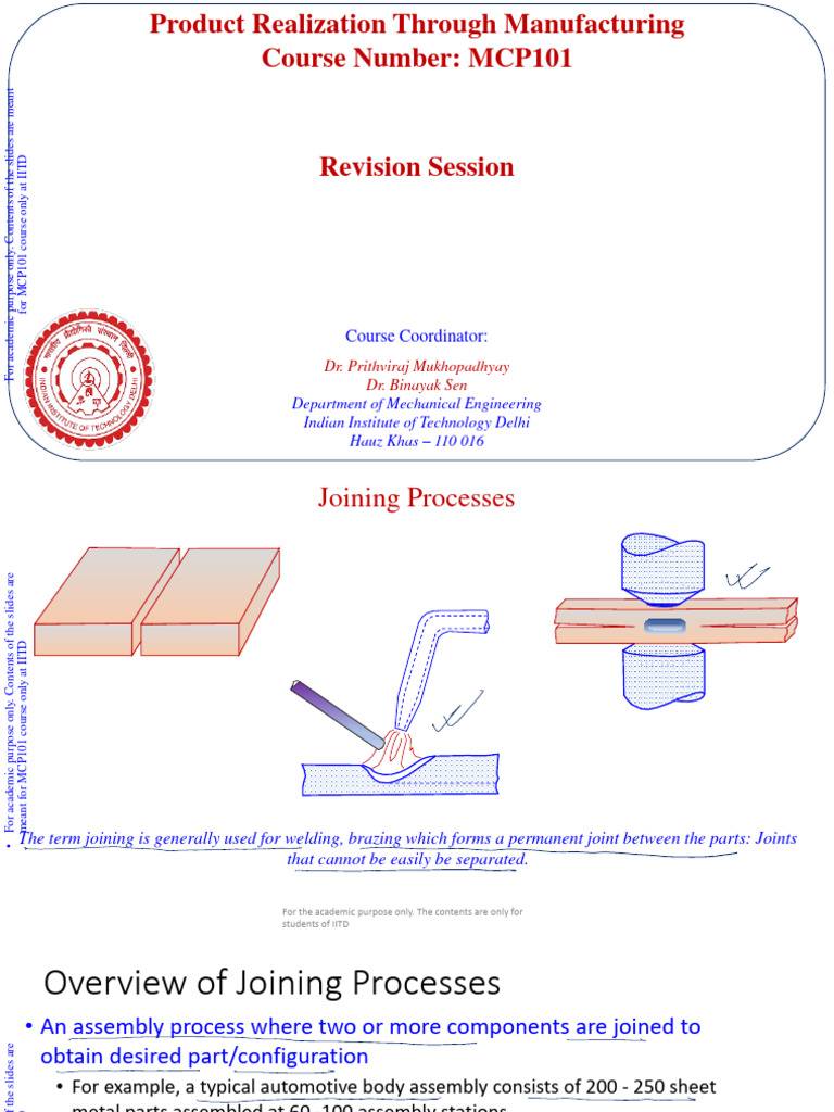 Joining Processes in Manufacturing: Overview | PDF | Welding | Construction