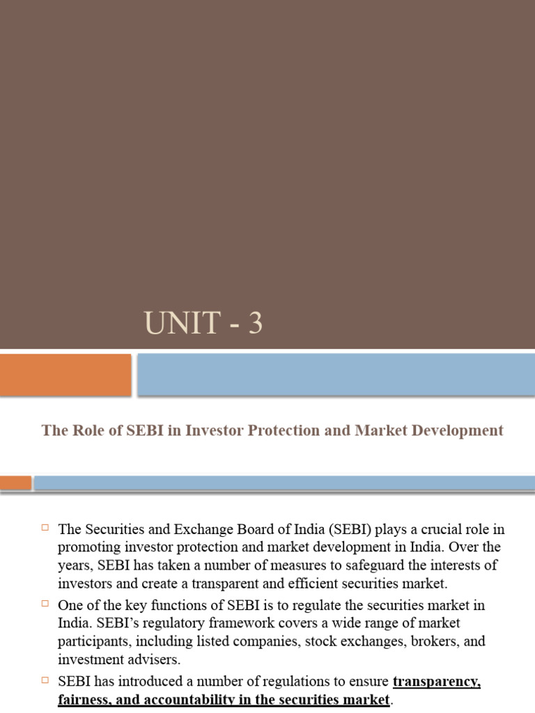 Role of Sebi in Investor Protection | PDF | Securities (Finance ...