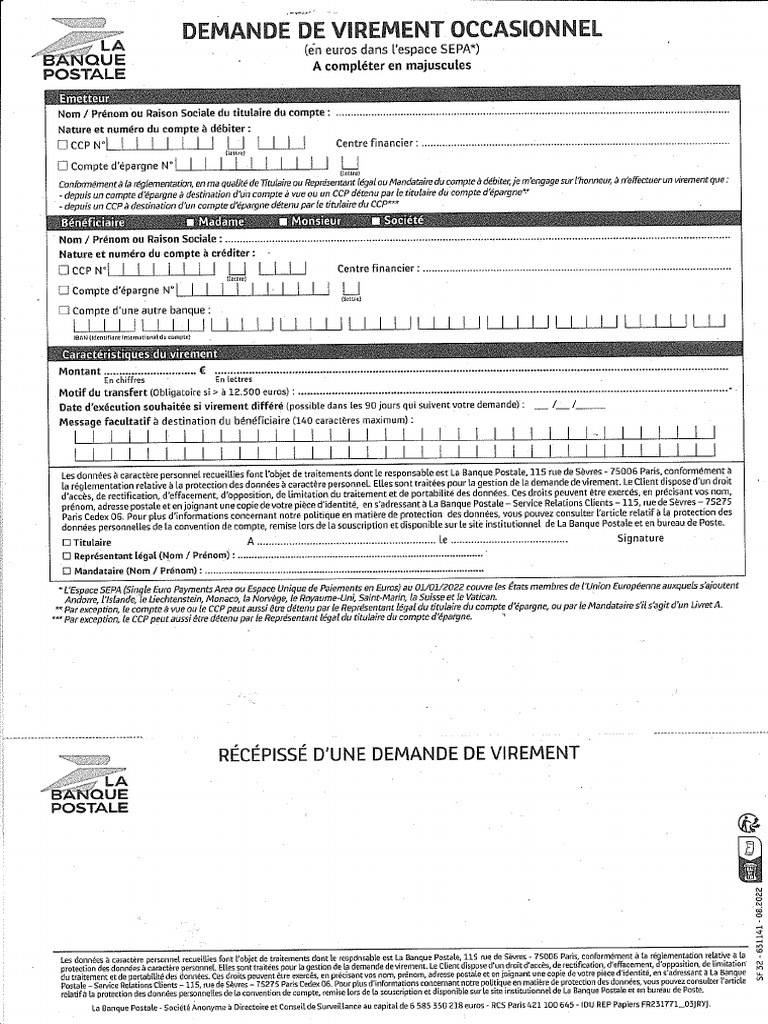 Demande Virement Occasionnel | PDF