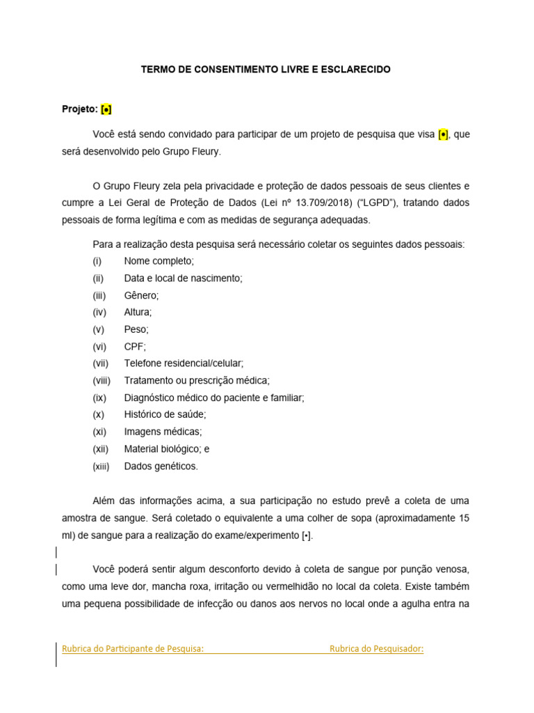 Modelo Tcle LGPD 2020 | PDF