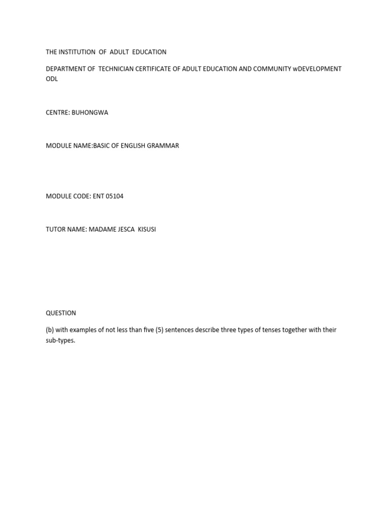 English Project | PDF | Verb | Grammatical Tense