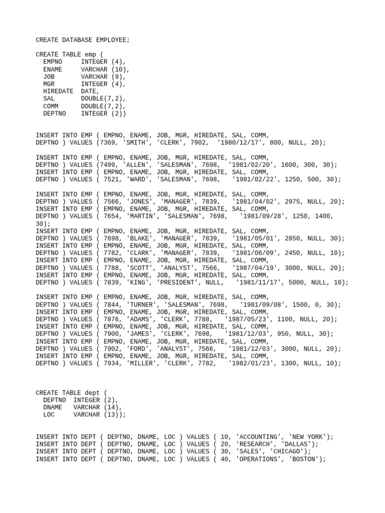 Scott Schema MySQL | PDF | Databases | Data Management Software